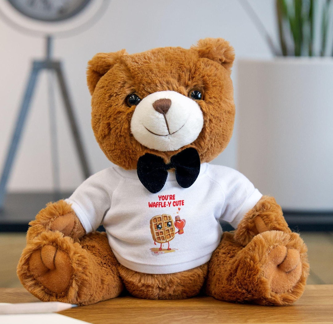 Waffley Cute Plushie Adorable Teddy Bear With Bow Tie and Tshirt Cute ...