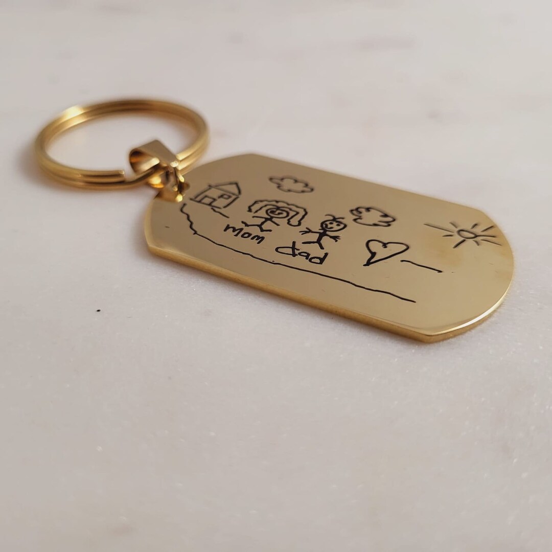 Kids Drawing Art Keychain. Childs Drawing Keychain. Unique Gift From ...