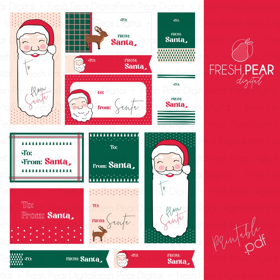 Printable Santa Tags | .pdf File - Etsy