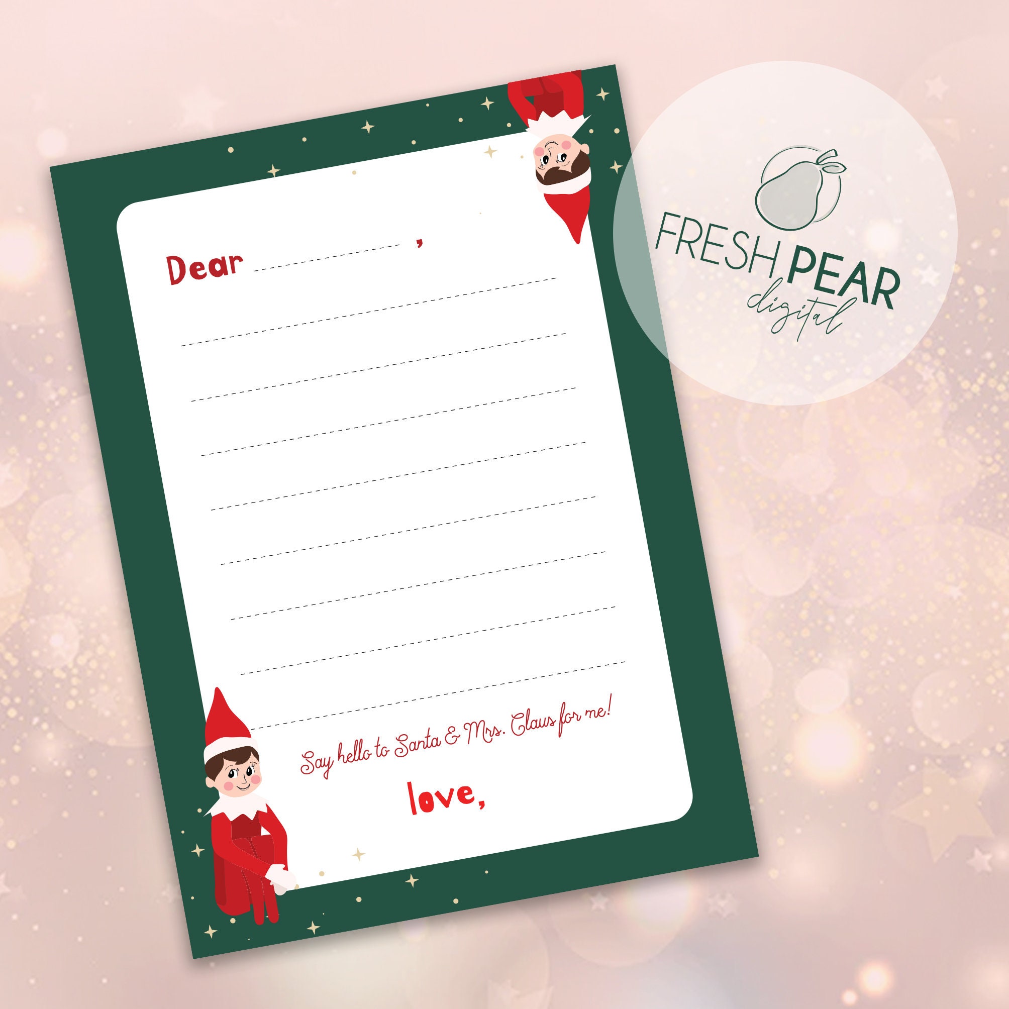 Letter to Santa | Letter to Elf | Digital Download | .pdf - Etsy