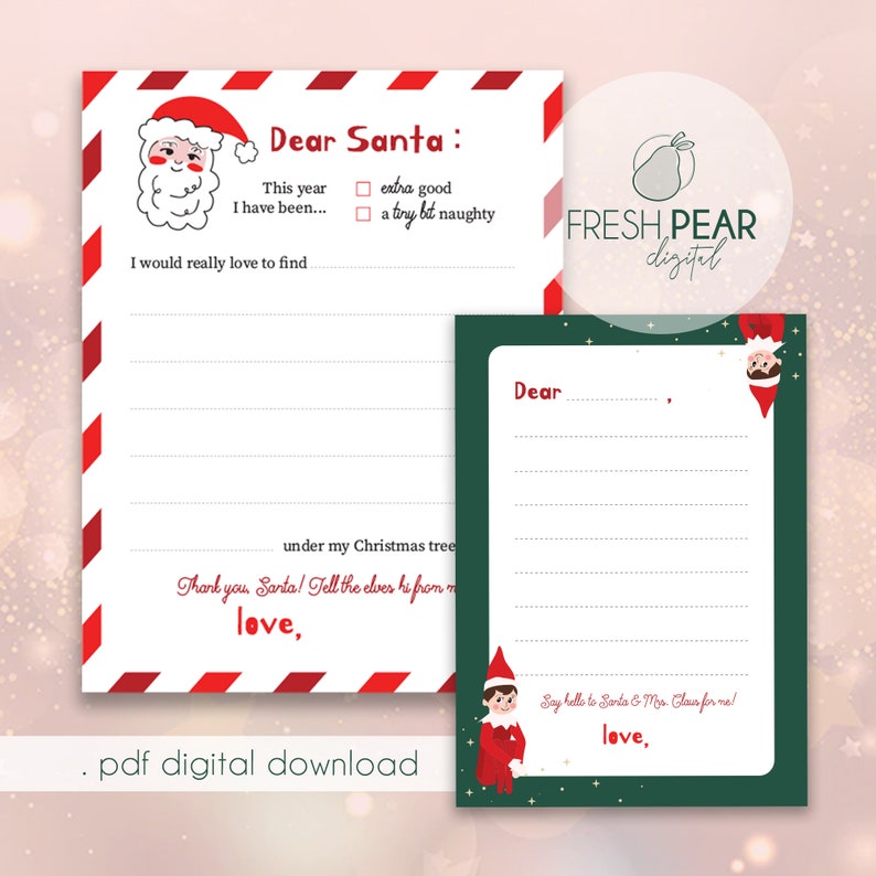 Letter to Santa | Letter to Elf | Digital Download | .pdf - Etsy