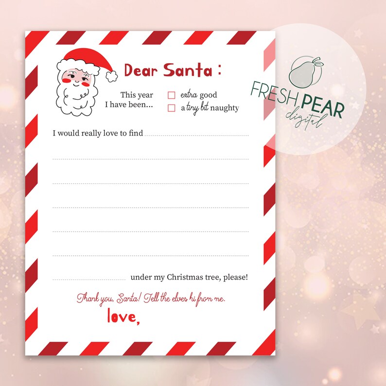 Letter to Santa | Letter to Elf | Digital Download | .pdf - Etsy