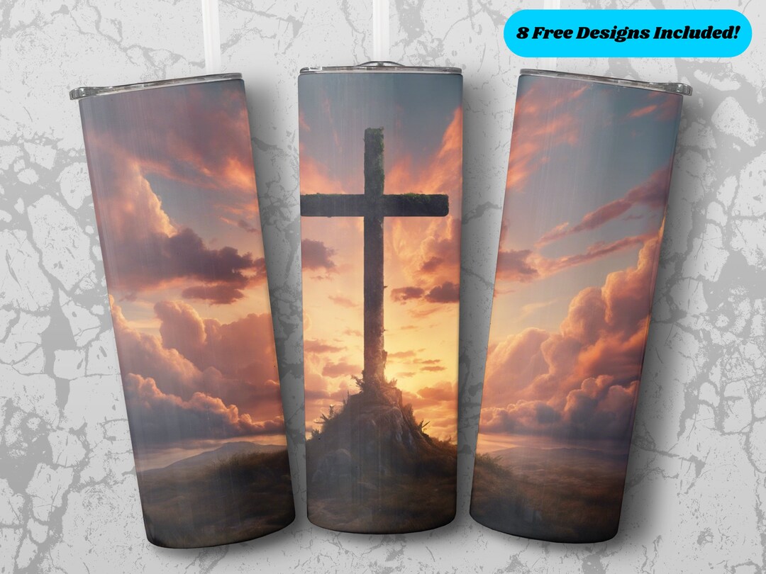 Christian Cross Sublimation Digital Design, 20 Oz Skinny Tumbler Wrap ...