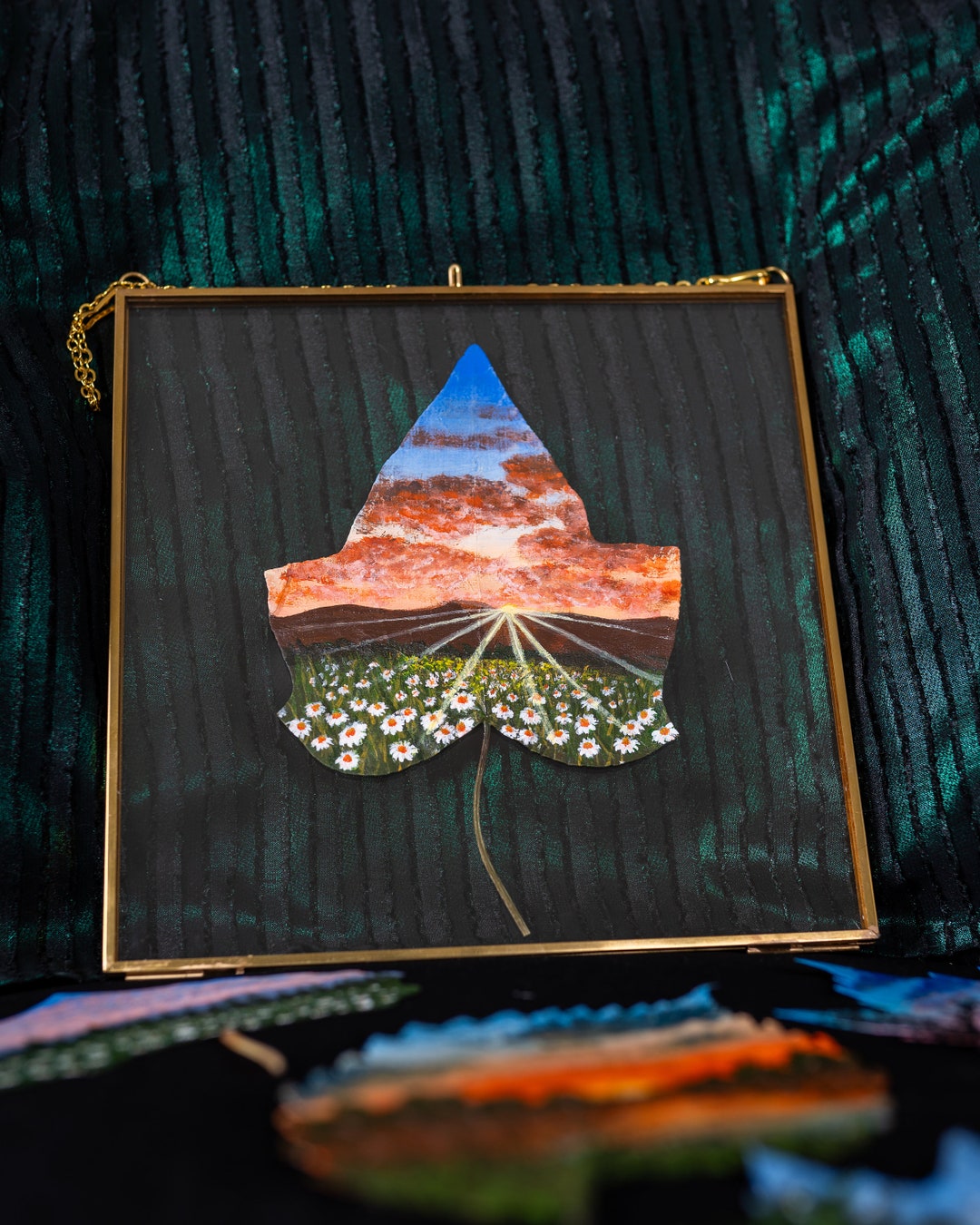 Real Leaf Nature-inspired Acrylic Painting, Original Artwork, Framed ...