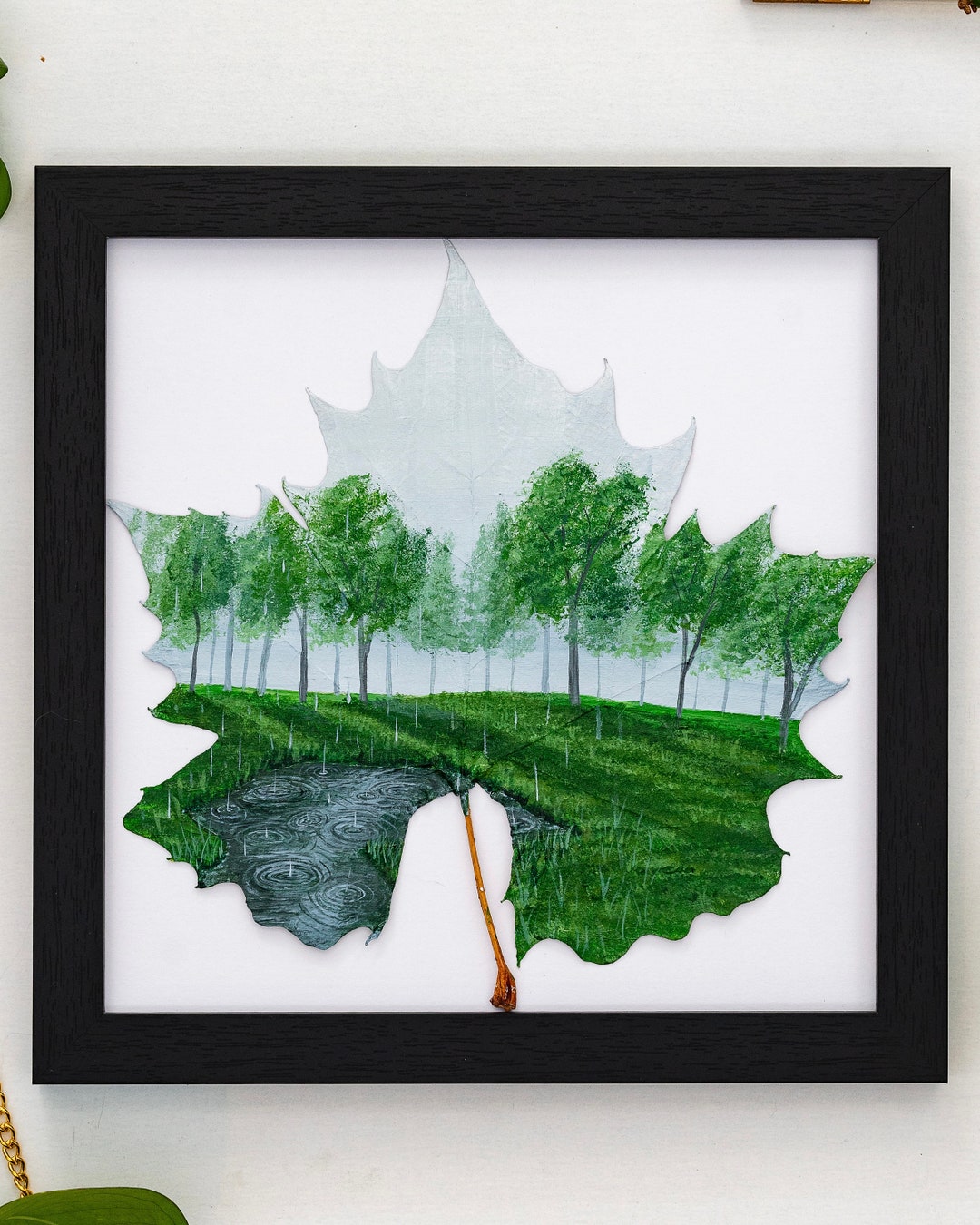 Real Leaf Acrylic Painting, Original Nature-inspired Framed through the ...