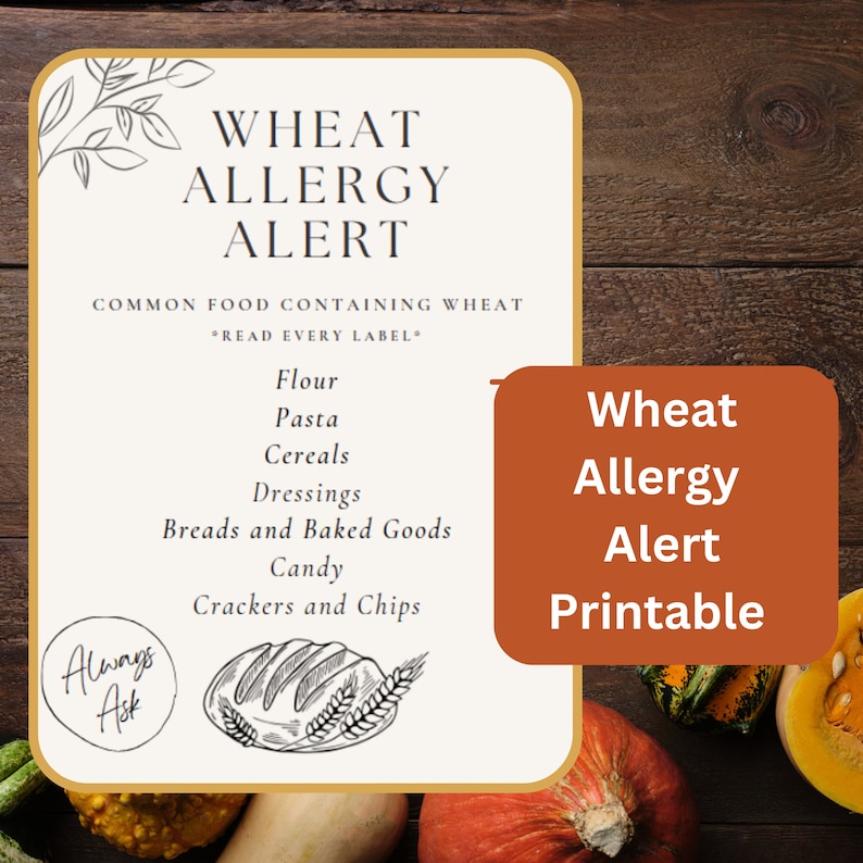 Wheat Allergy Alert Printable - Etsy