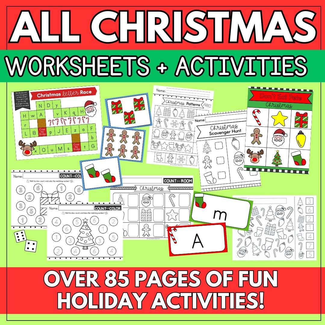 Christmas Learning Worksheets, Games, and Activities for Pre-k - 1st ...