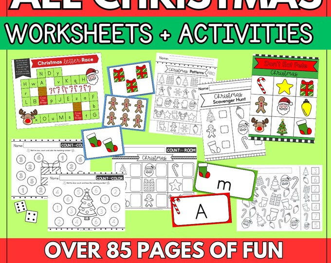 Christmas I Spy Printable Worksheet Numbers 1 20 Preschool Kindergarten ...