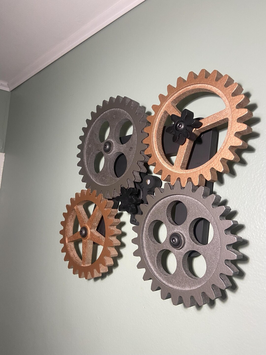 Kinetic Gears Hanging Wall Art Moving Gear Wall Steampunk Industrial ...