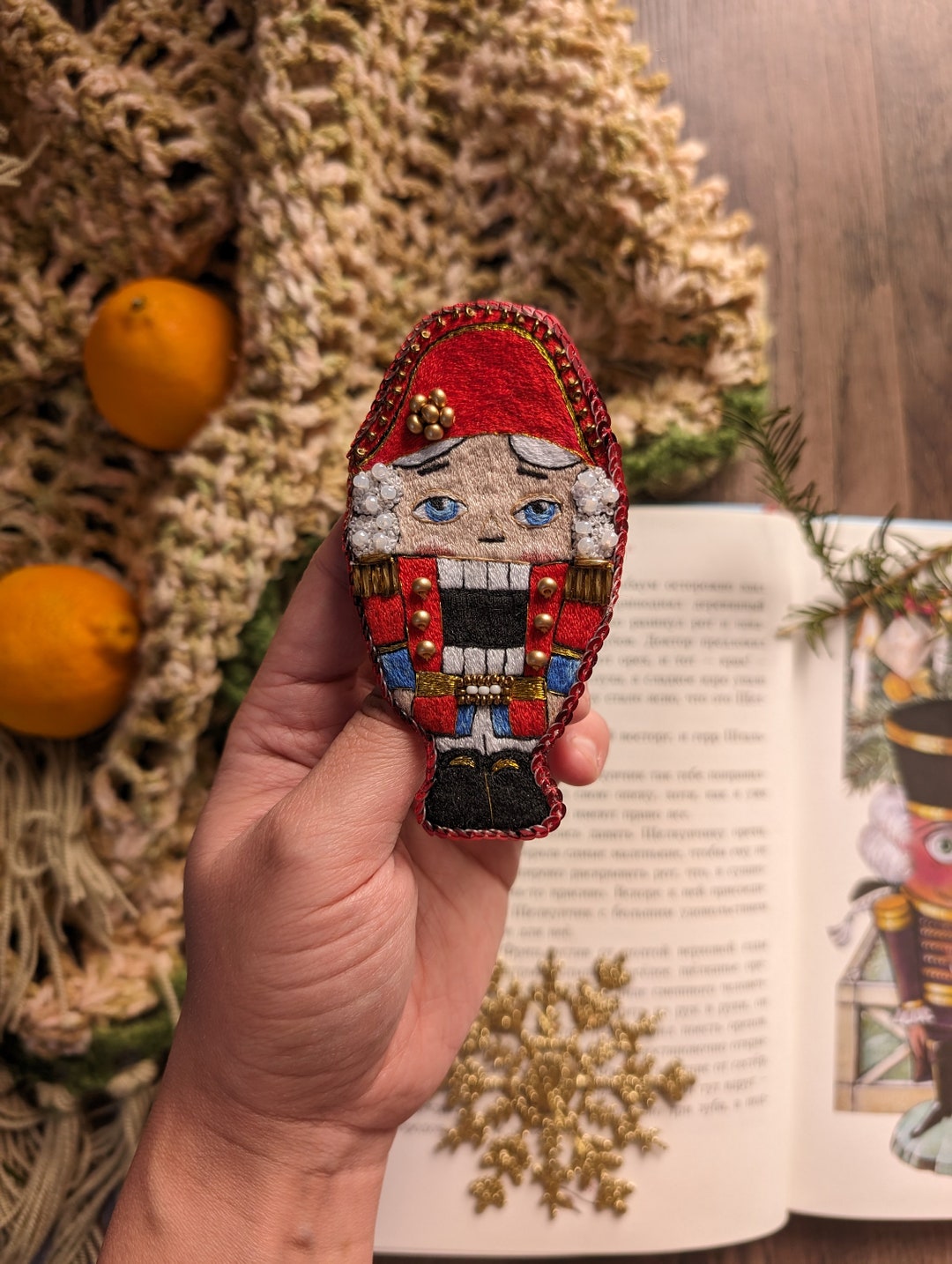 Nutcracker Brooch,ballet,handmade Art,embroidery,gift,christmas,cozy ...