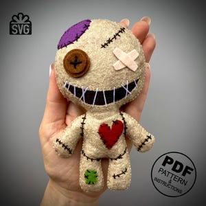 Felt Voodoo Doll Sewing Pattern PDF and SVG. Halloween Ornament. Voodoo ...