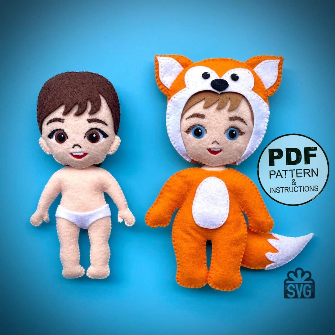 Felt Doll Sewing Pattern PDF and SVG. Doll Clothes Pattern and Tutorial ...
