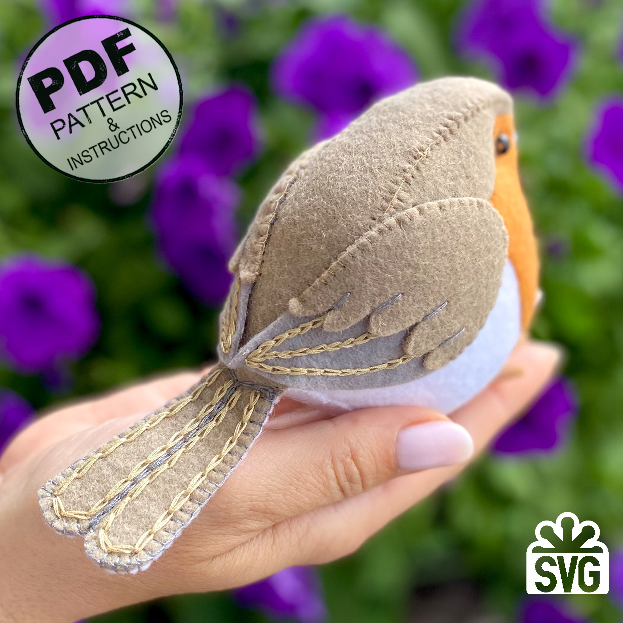 Felt Birds Sewing Pattern PDF and SVG. Felt Toys Pattern. Felt Animals Pattern and Step by Step ...