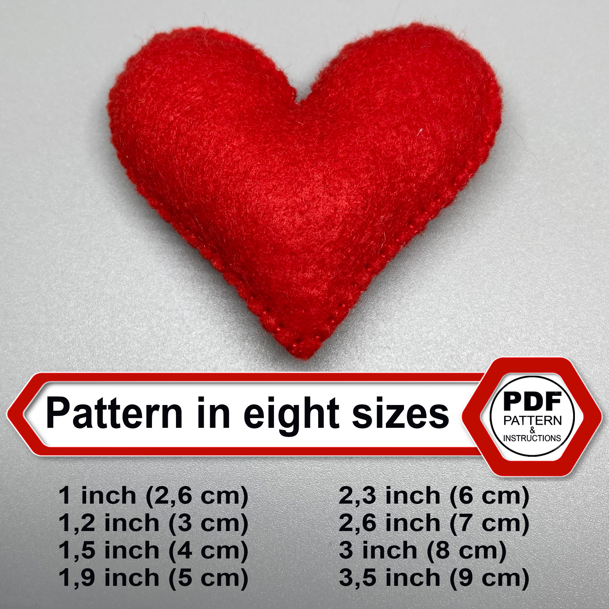 Heart Sewing Pattern PDF. Valentine's Day Felt Love Heart Tutorial ...