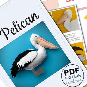 Pelican Sewing Pattern PDF and SVG. Bird Pattern. Felt Animals Pattern ...