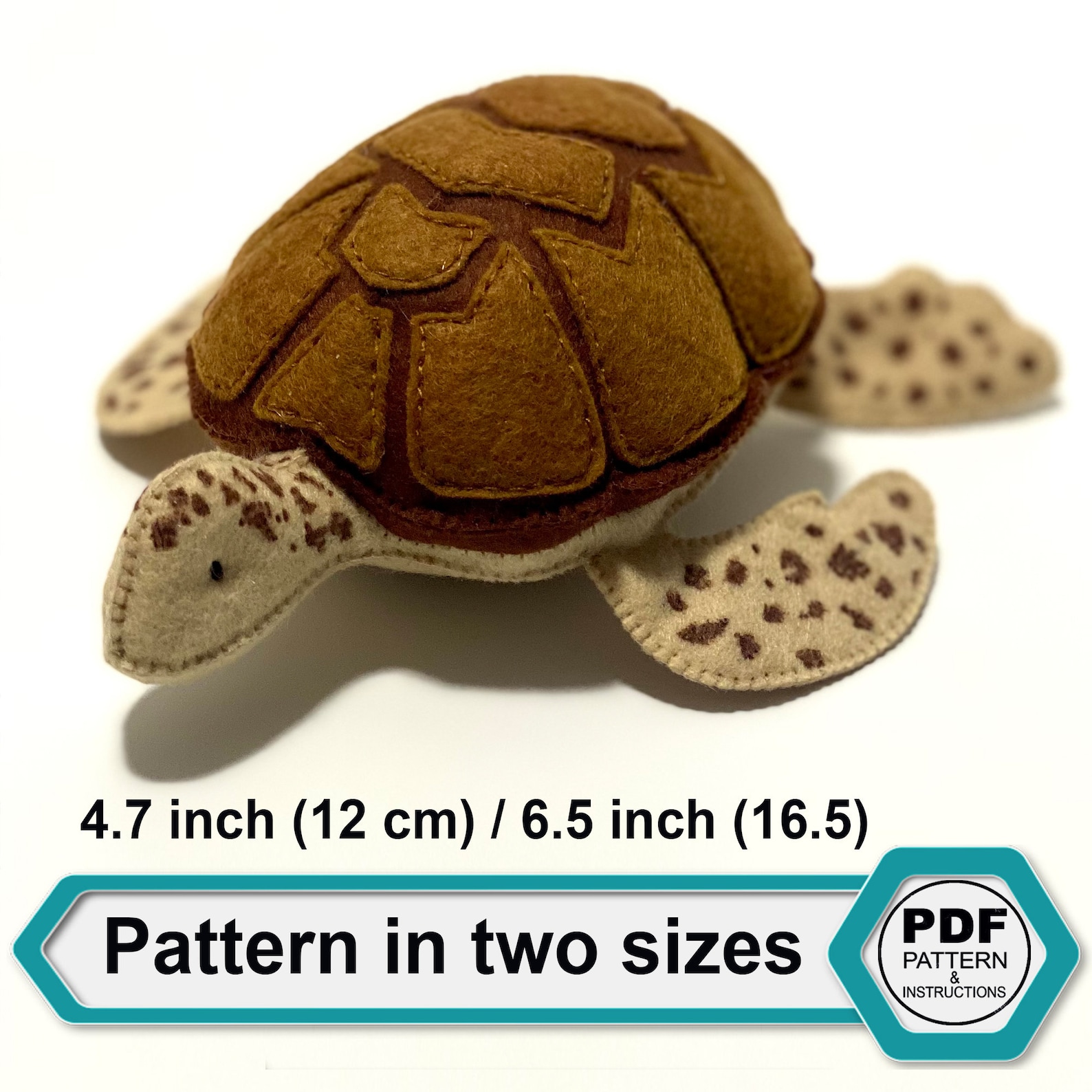 Turtle Sewing Pattern PDF and SVG. Ocean Animals Pattern. Sea Turtle Easy Pattern and Tutorial ...