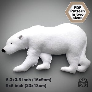 Polar Bear Sewing Pattern PDF and SVG. Felt Animals Pattern. Felt Toys ...