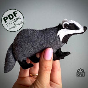 Badger Sewing Pattern PDF and SVG. Stuffed Badger Pattern. Felt Animals ...