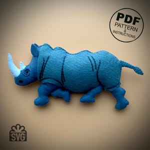 Felt Rhino Sewing Pattern, Stuffed Animal DIY (PDF & SVG) - Etsy Australia