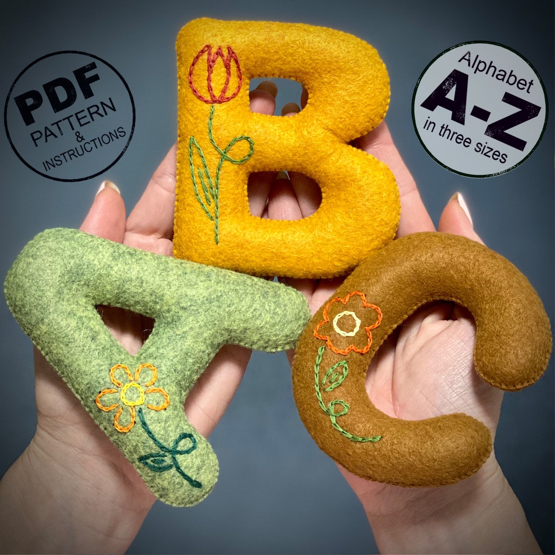 Felt Letters Sewing Pattern PDF. Banner Name Soft Plush Latters DIY ...