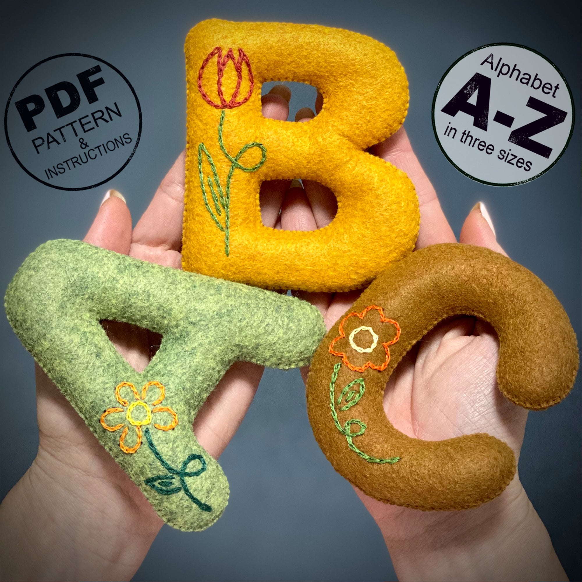 Felt Letters Sewing Pattern PDF. Banner Name Soft Plush Latters DIY ...