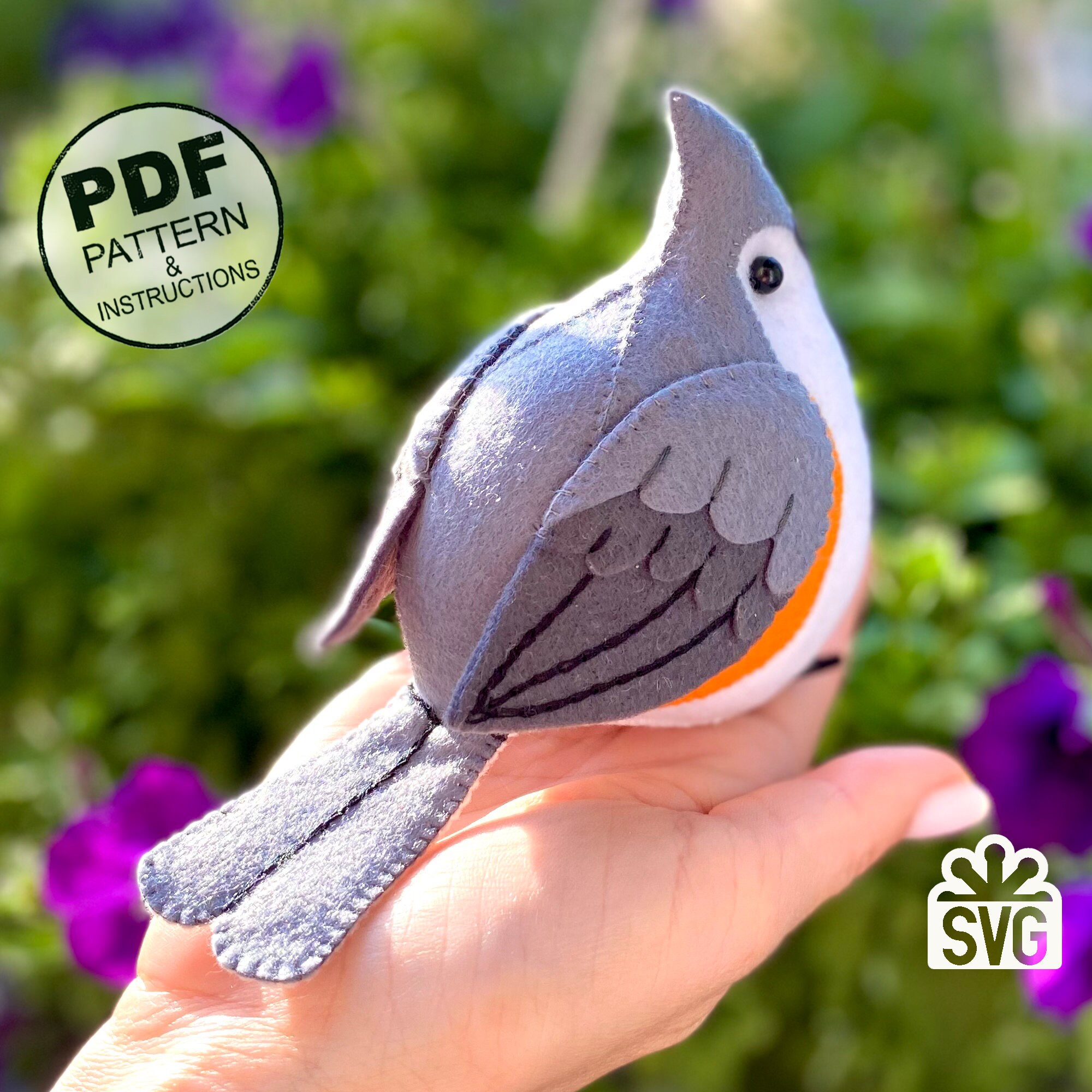 Felt Bird Sewing Pattern PDF and SVG. Felt Animals Pattern. Tufted ...