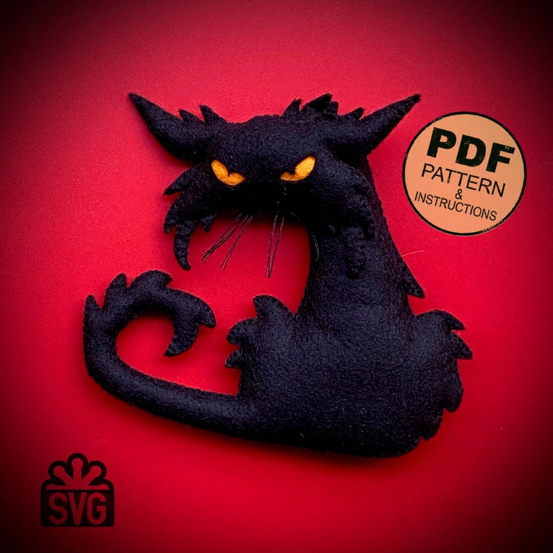 Felt Halloween Cats Sewing Pattern PDF, SVG. DIY Halloween Ornaments - Etsy