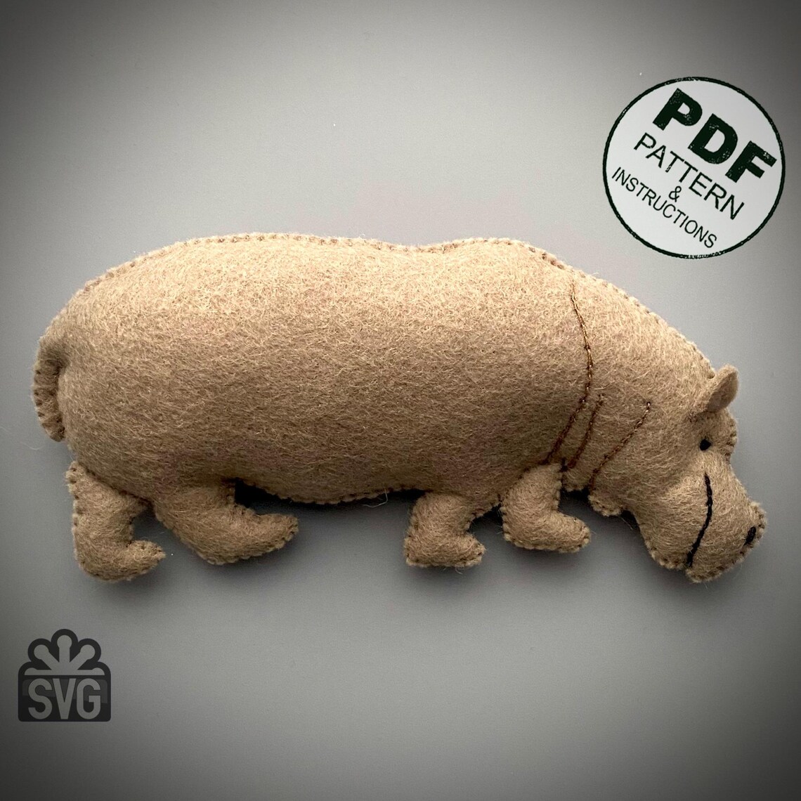 Felt Hippo Sewing Pattern and Tutorial (PDF and SVG) - Etsy