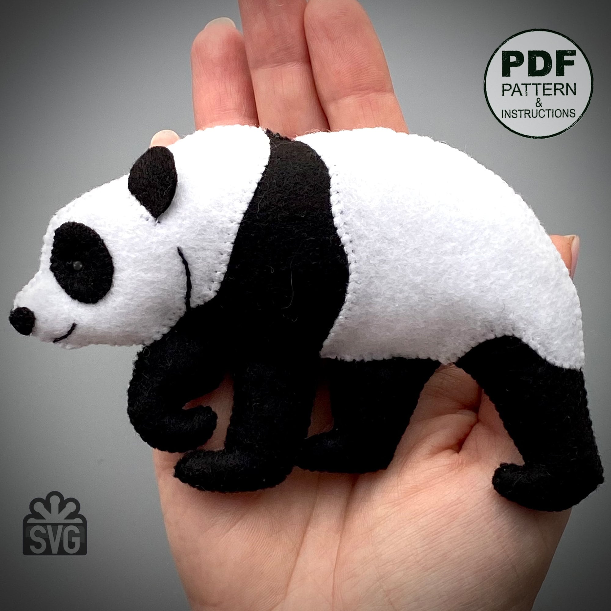 Panda Bear Sewing Pattern PDF and SVG. Felt Animals Pattern. Felt Toys ...