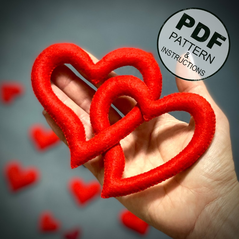 Heart Sewing Pattern PDF. Valentine's Day Felt Love Heart Tutorial ...