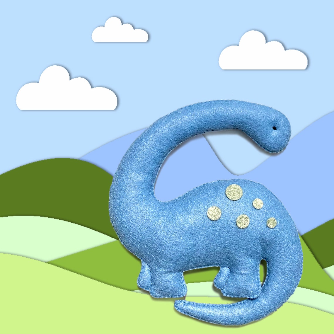 Dinosaur Sewing Pattern PDF. Felt Brontosaurus brachiosaurus Sewing ...
