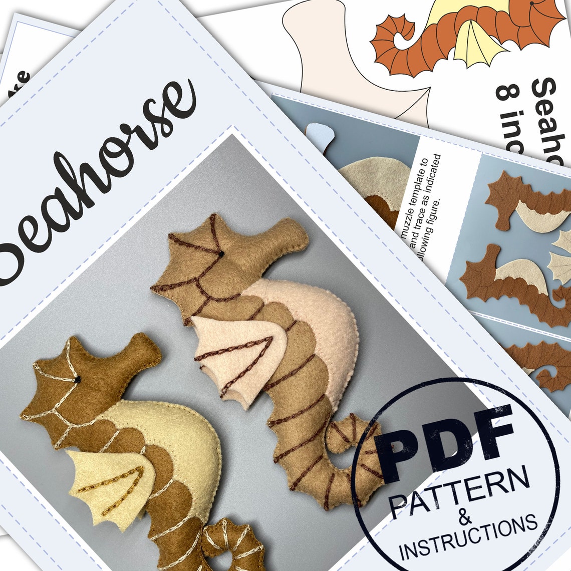 Seahorse PDF Pattern. Ocean Animals Sewing Pattern. Coastal Animals ...