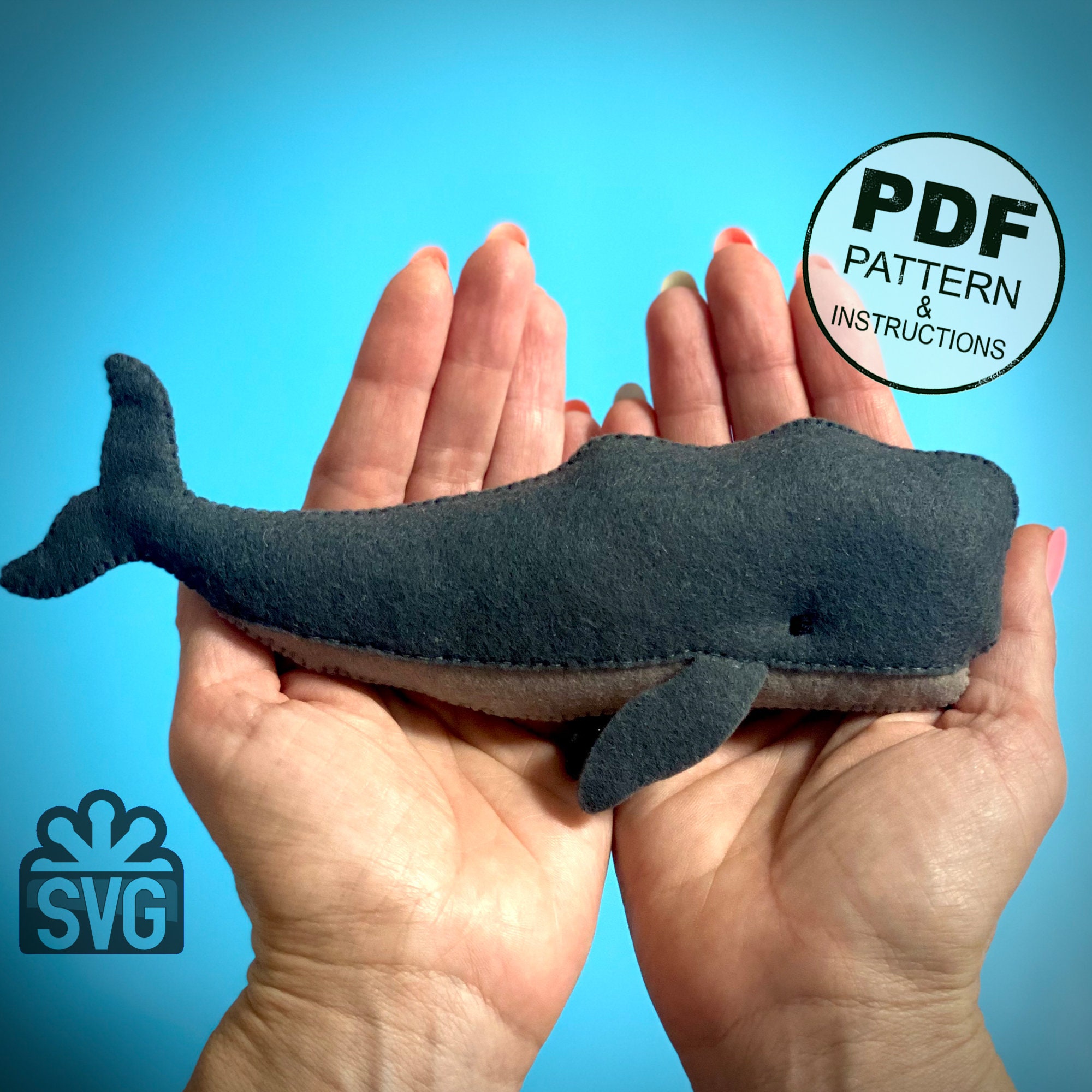 Sperm Whale Sewing Pattern PDF and SVG. Felt Whale Easy Beginner ...