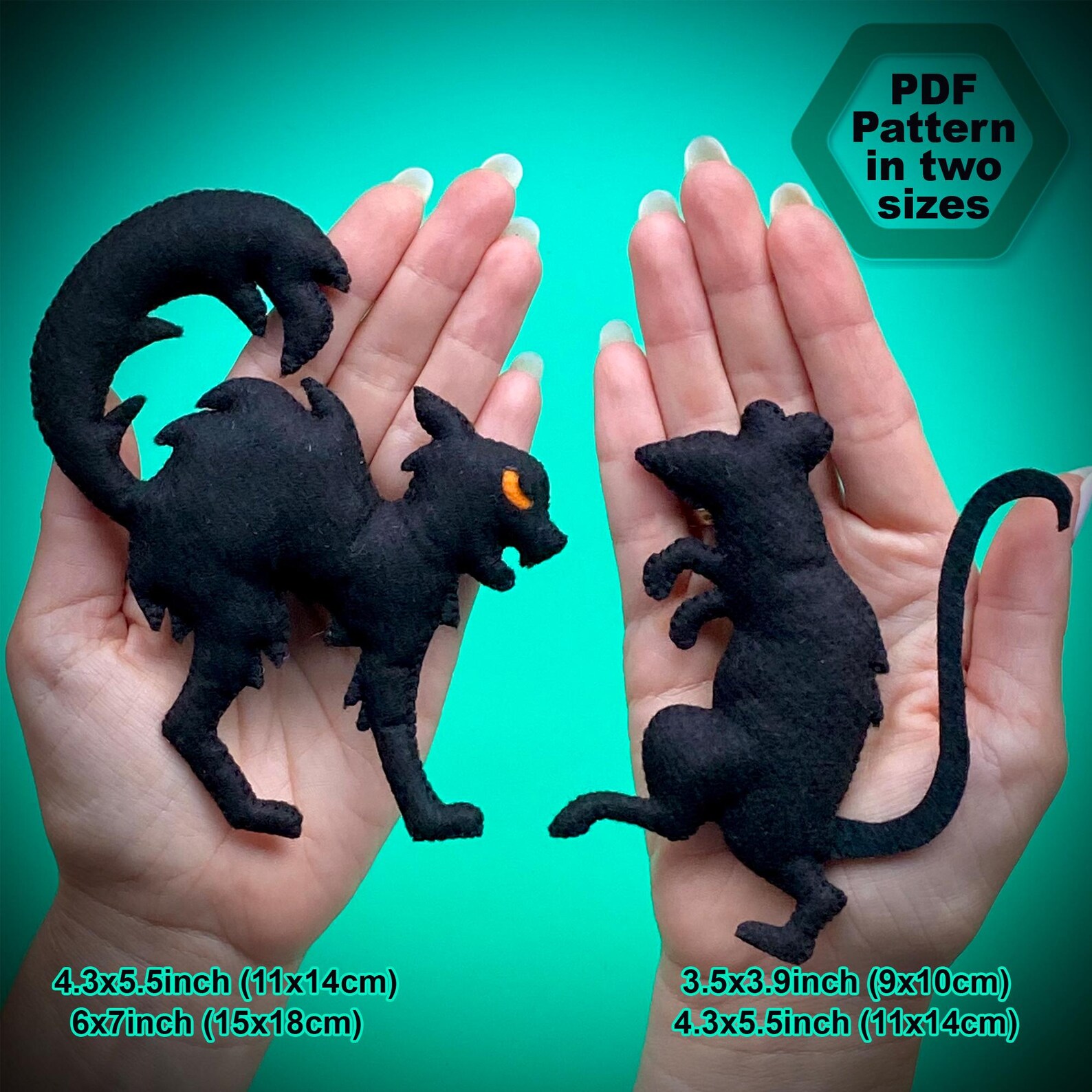 Felt Halloween Cats Sewing Pattern PDF, SVG. DIY Halloween Ornaments - Etsy