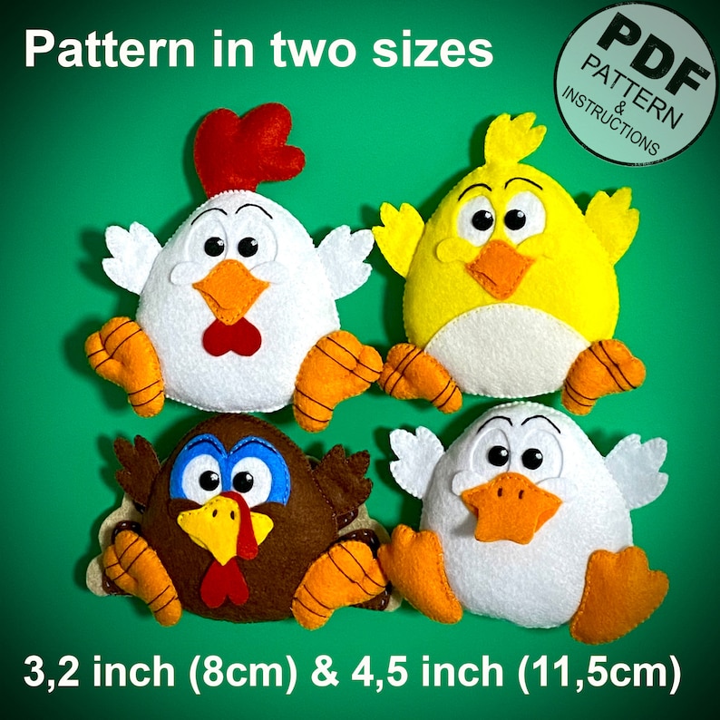 Farm Animals Sewing Pattern PDF. Felt Toys SET Easy Pattern and ...