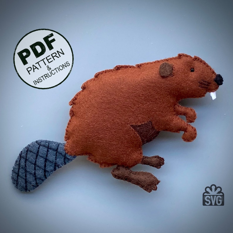 Beaver Sewing Pattern PDF and SVG. Stuffed Beaver Pattern. Felt Animals ...