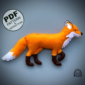 Fox Sewing Pattern PDF and SVG. Stuffed Fox Pattern. Felt Animals Pattern. Stuffed Toys Sewing ...