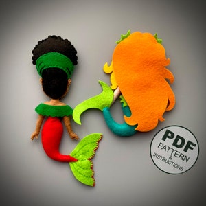 Mermaid Sewing Pattern PDF and SVG. Ocean Felt Toys Pattern. Under the ...