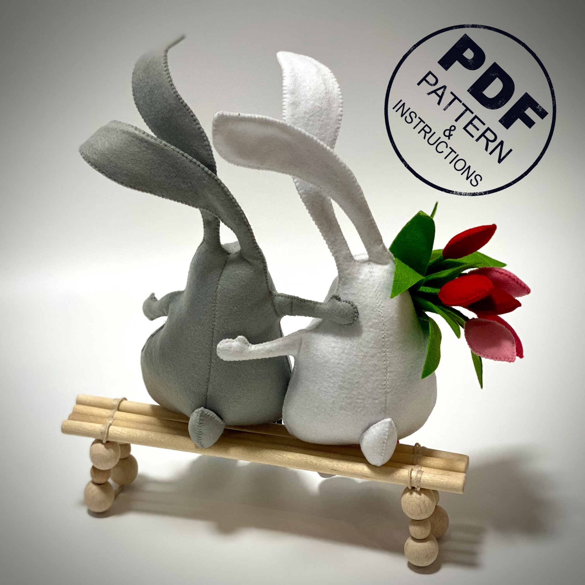 Bunny Rabbit Sewing Pattern PDF. Valentine's Day Felt Decor Toy Pattern ...