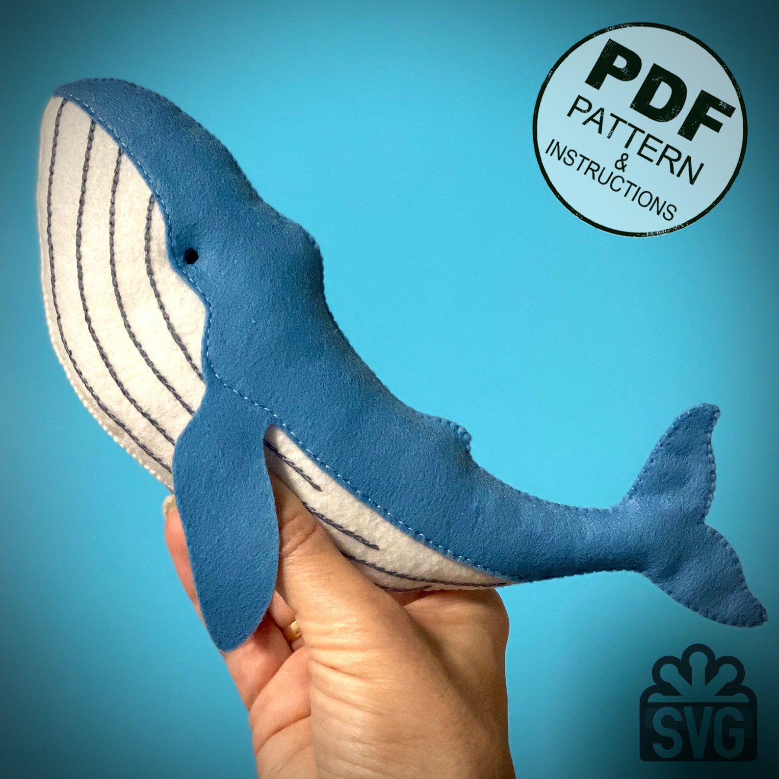 Whale Sewing Pattern PDF and SVG. Ocean Animals Pattern. Blue Whale ...