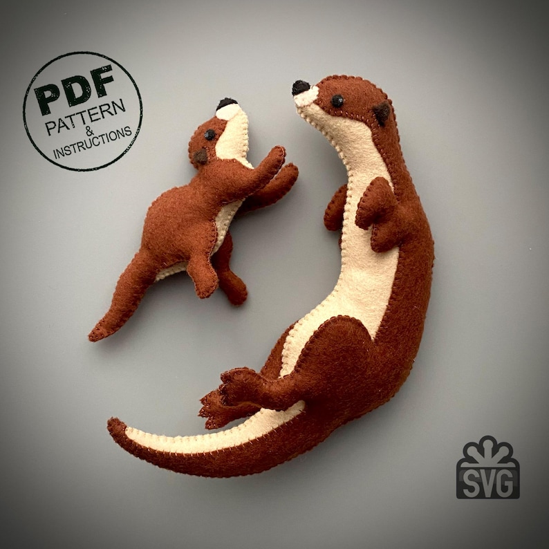 Otter Sewing Pattern PDF and SVG. Felt Animals Pattern. Stuffed Toys ...