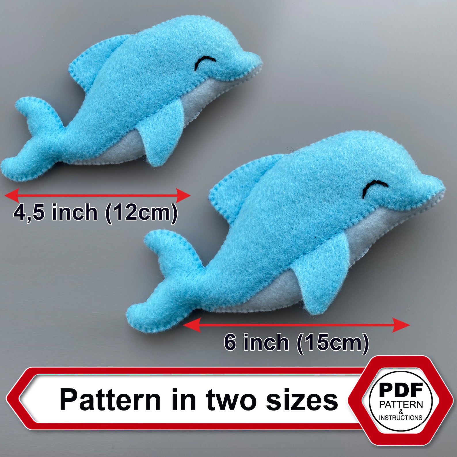 Dolphin Sewing Pattern PDF. Felt Eco Toy Easy Pattern. Ocean Animals ...