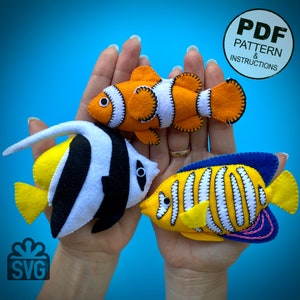 Felt Fish Sewing Pattern PDF and SVG. Coral Fish. Reef Fish. Tropical ...