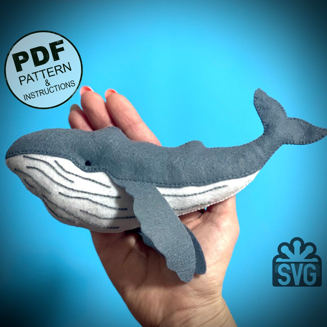 Humpback Whale Sewing Pattern PDF and SVG. Ocean Animals Pattern. Felt ...