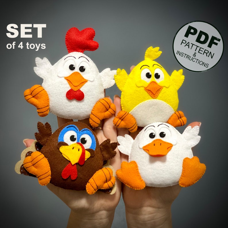 Farm Animals Sewing Pattern PDF. Felt Toys Easy Pattern and Step by ...