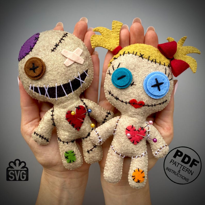 Felt Voodoo Doll Sewing Pattern PDF and SVG. Halloween Ornament. Voodoo ...