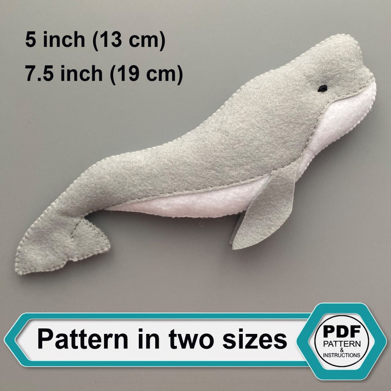 Beluga Whale Sewing Pattern PDF and SVG. Ocean Animals Pattern. Felt ...