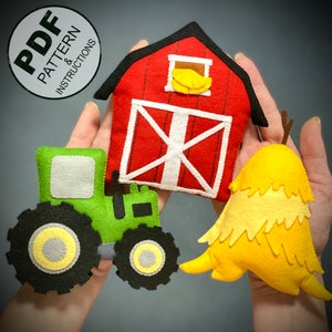 Farm Decor Toys Sewing Pattern PDF (tractor, Barn, Haystack). Felt Toys ...