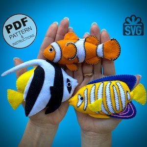 Felt Tropical Fish Sewing Pattern PDF and SVG. Coral Fish. Reef Fish ...