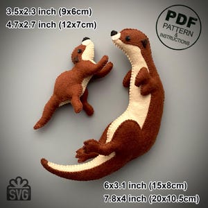 Otter Sewing Pattern PDF and SVG. Felt Animals Pattern. Stuffed Toys ...